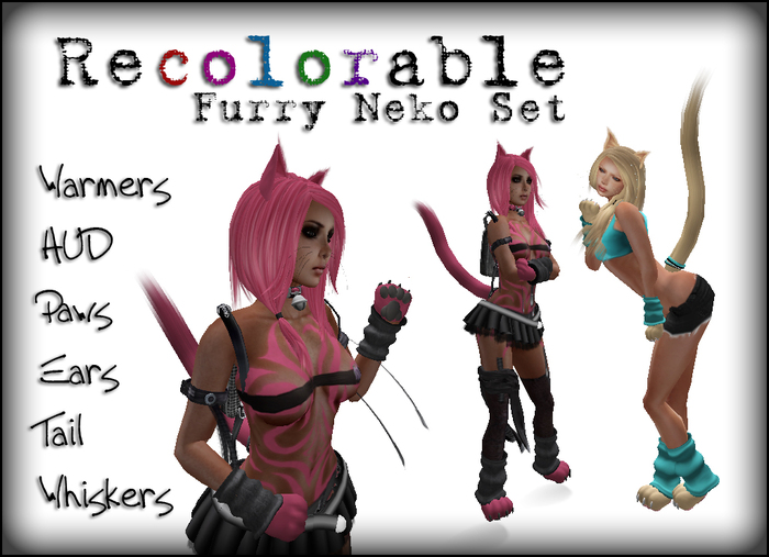 Second Life Marketplace - Old School Recolorable Furry Neko Set